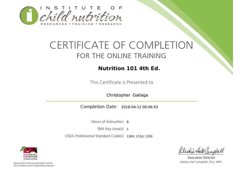 Certification | A Chef At Large